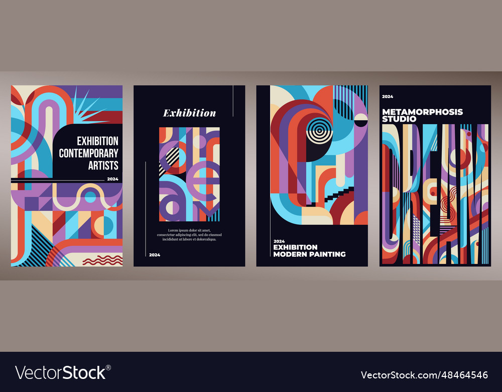 Geometric posters abstract shape pattern modern Vector Image