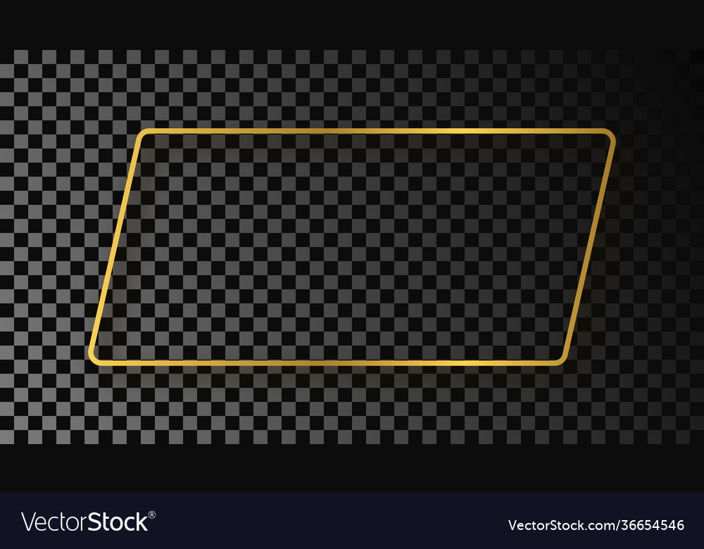 Gold glowing rounded rectangular shape frame Vector Image