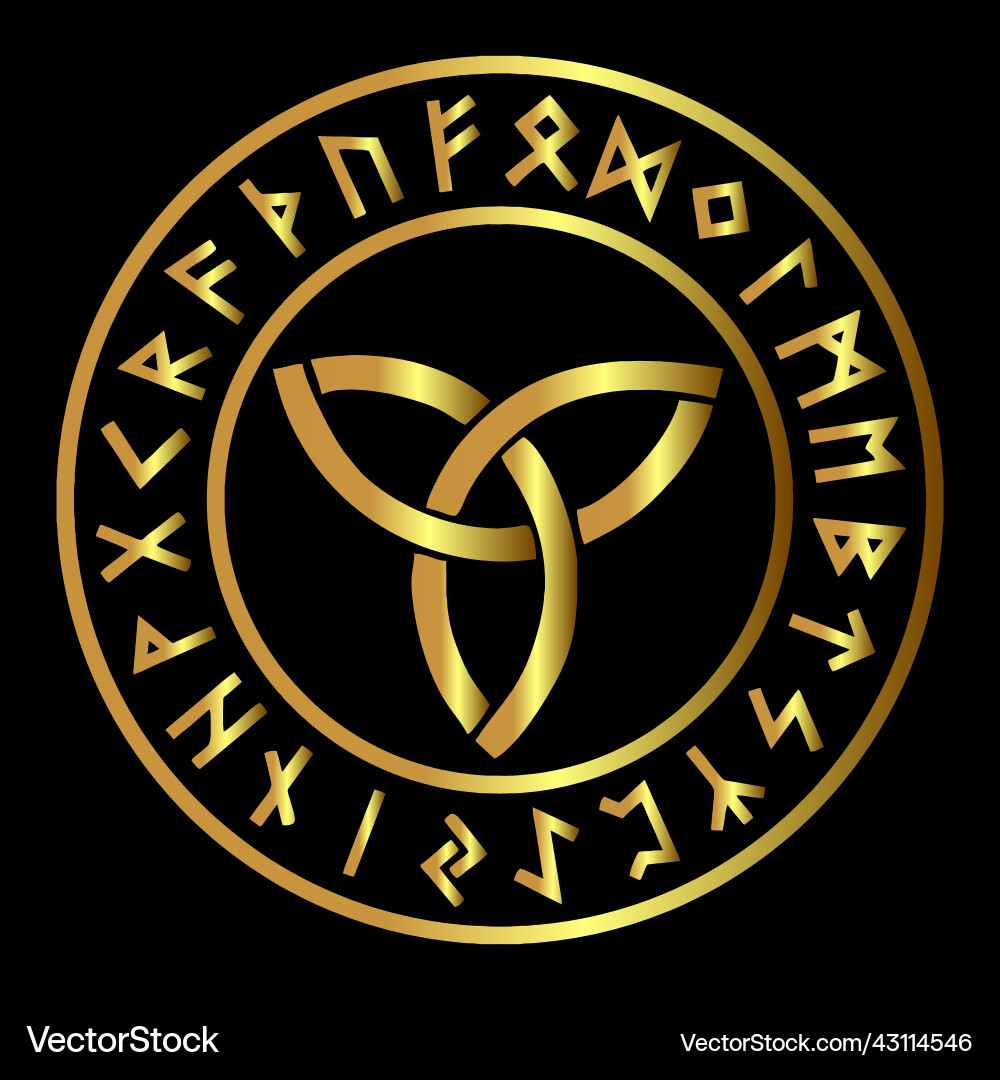 Golden triquetra - runes Royalty Free Vector Image