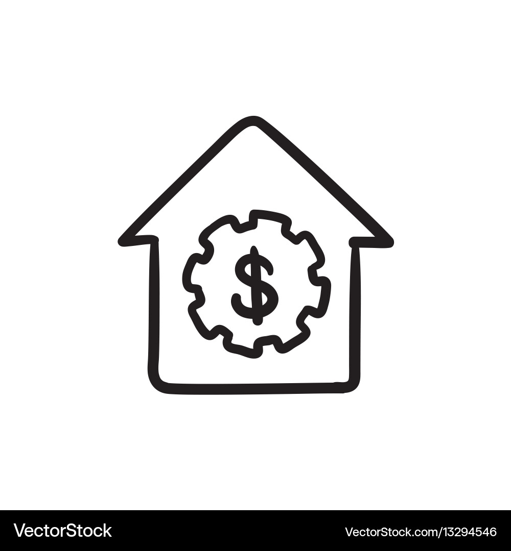 House with dollar symbol sketch icon Royalty Free Vector