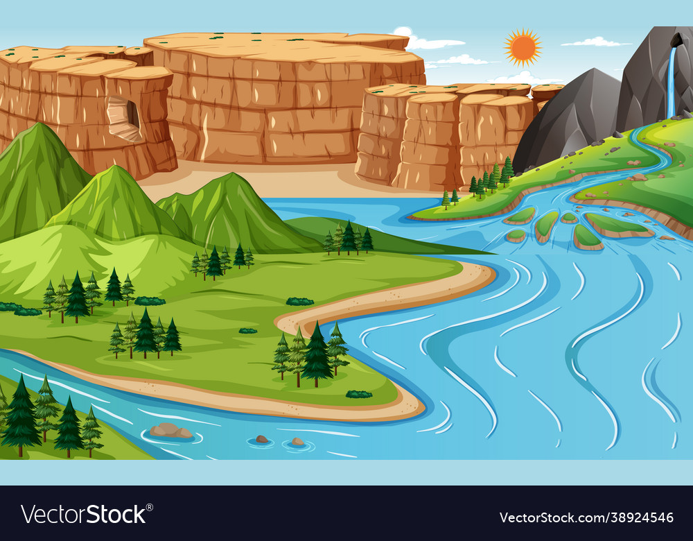 Land and water geography landscape Royalty Free Vector Image