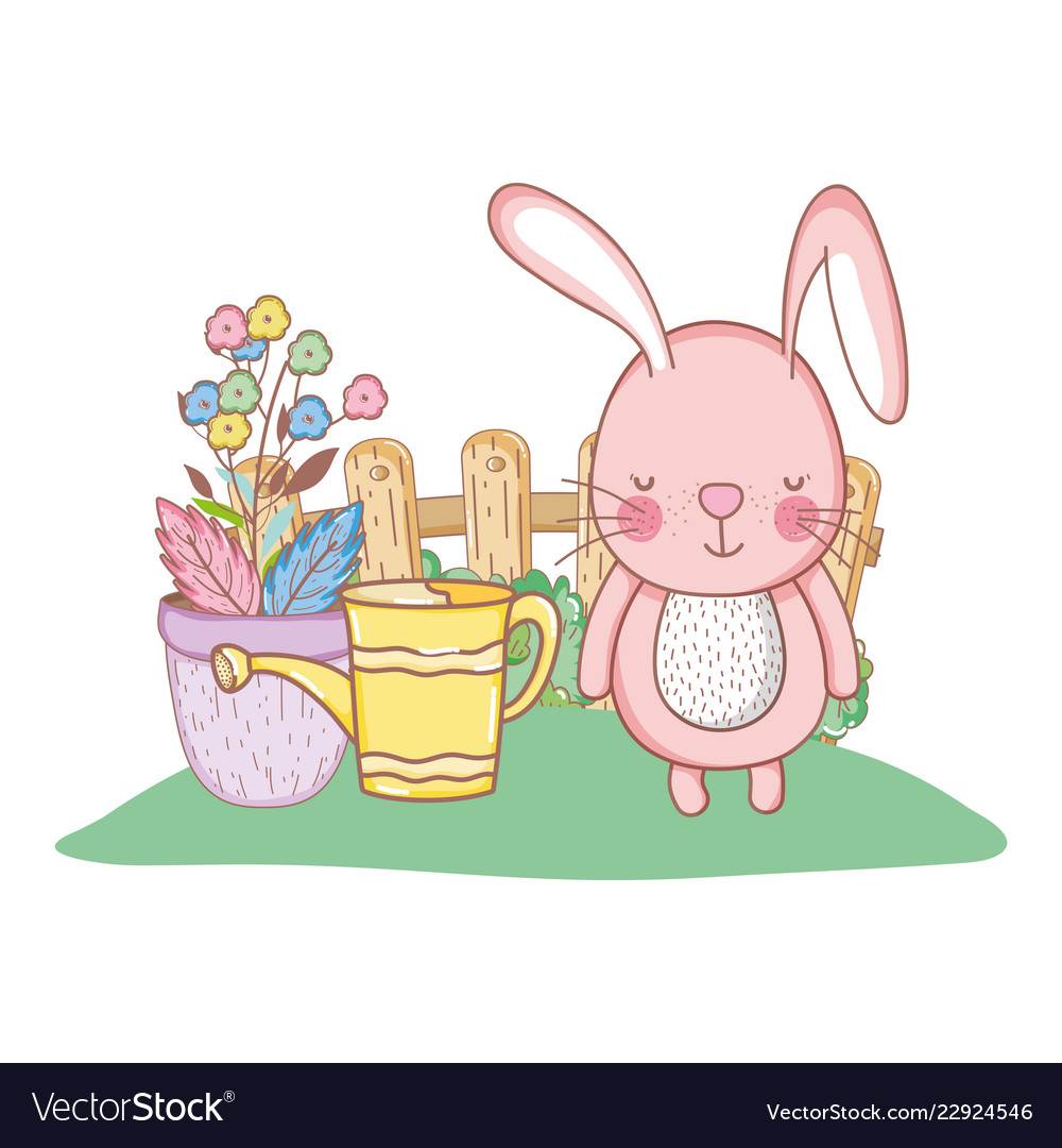 Little rabbit in the garden Royalty Free Vector Image