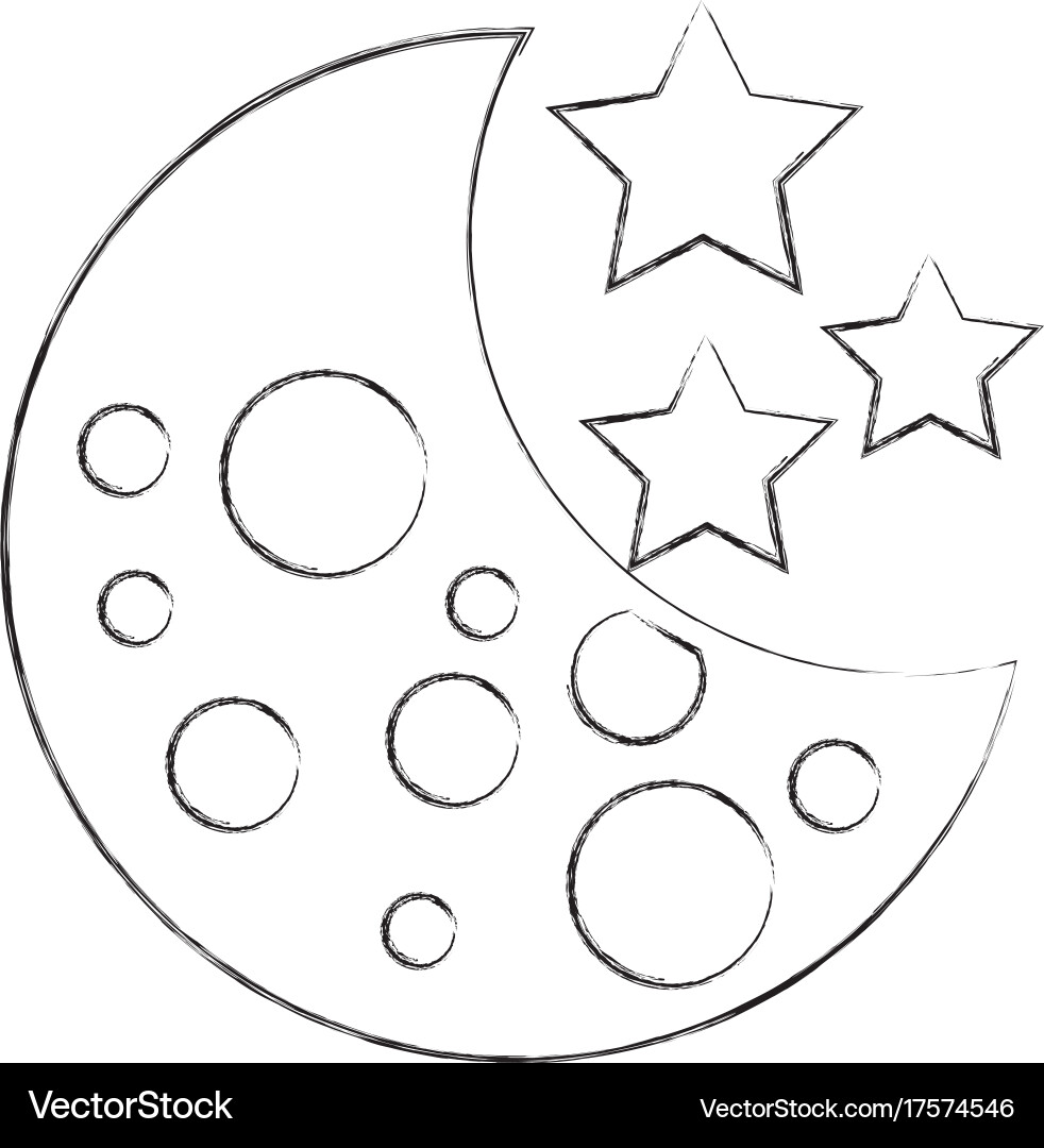 Moon stars astronomy universe science Royalty Free Vector