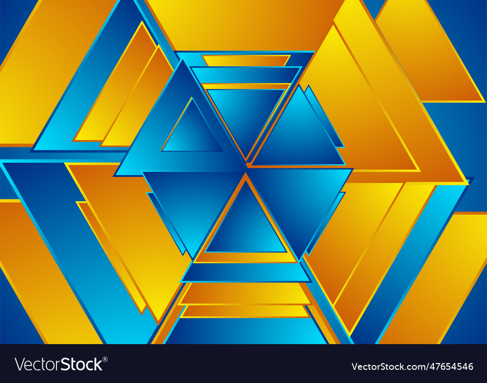 Orange and blue shiny glossy triangles abstract Vector Image