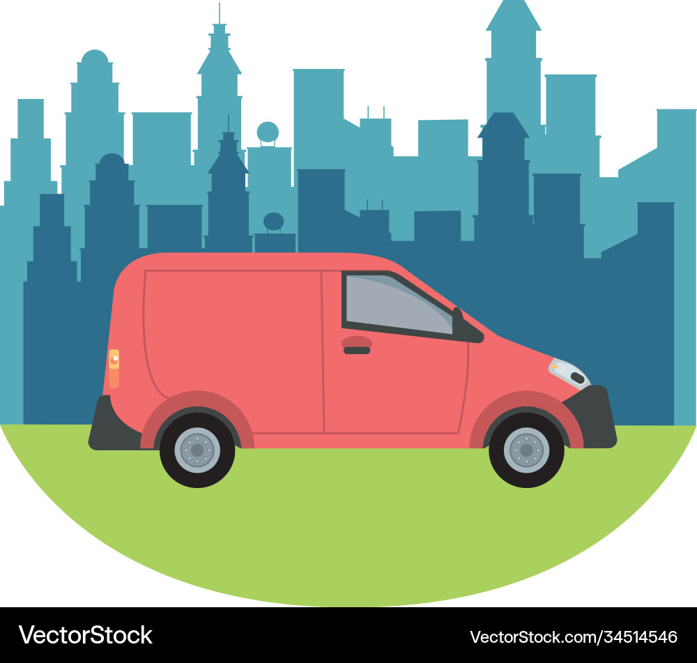 Red van vehicle transport isolated icon Royalty Free Vector