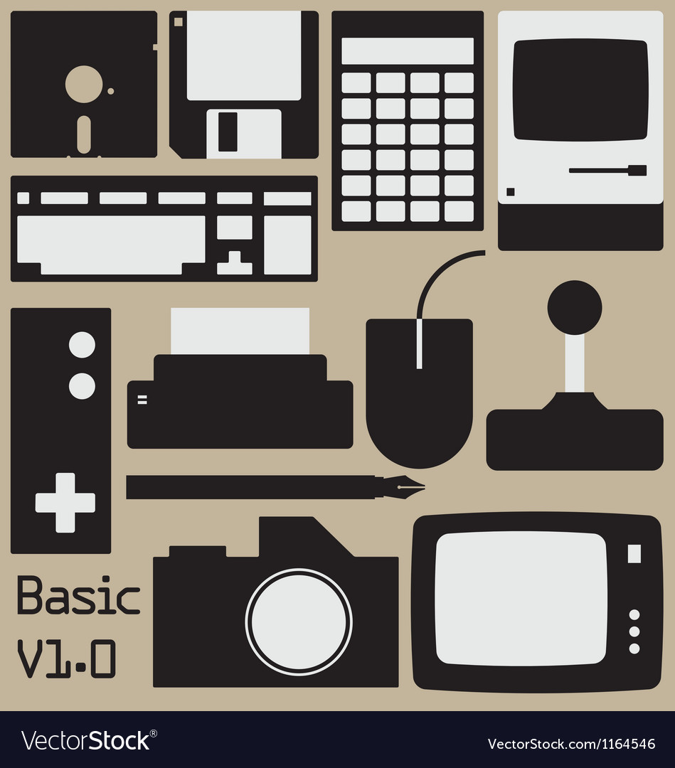 Retro computing collection Royalty Free Vector Image