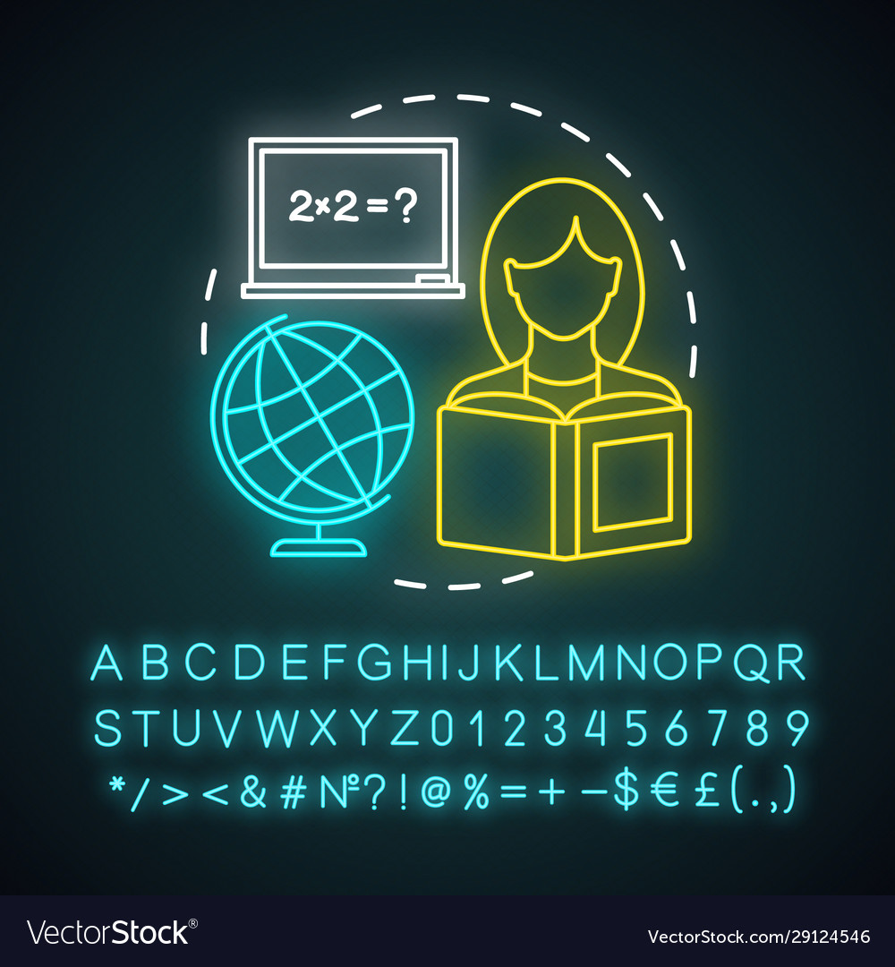 School lesson learning process neon light concept Vector Image