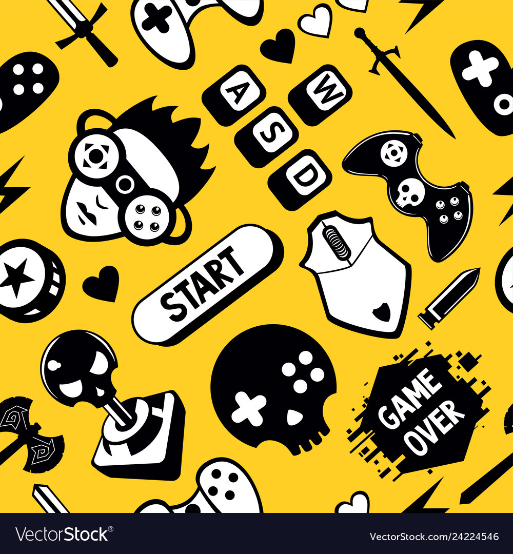 Seamless pattern with game elements funny Vector Image