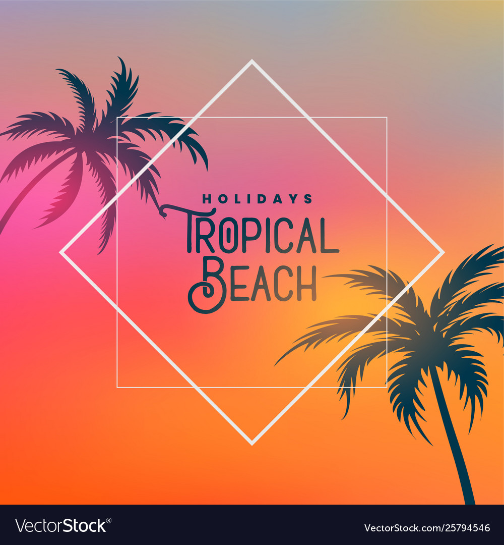 Tropical beach background with palm trees Vector Image