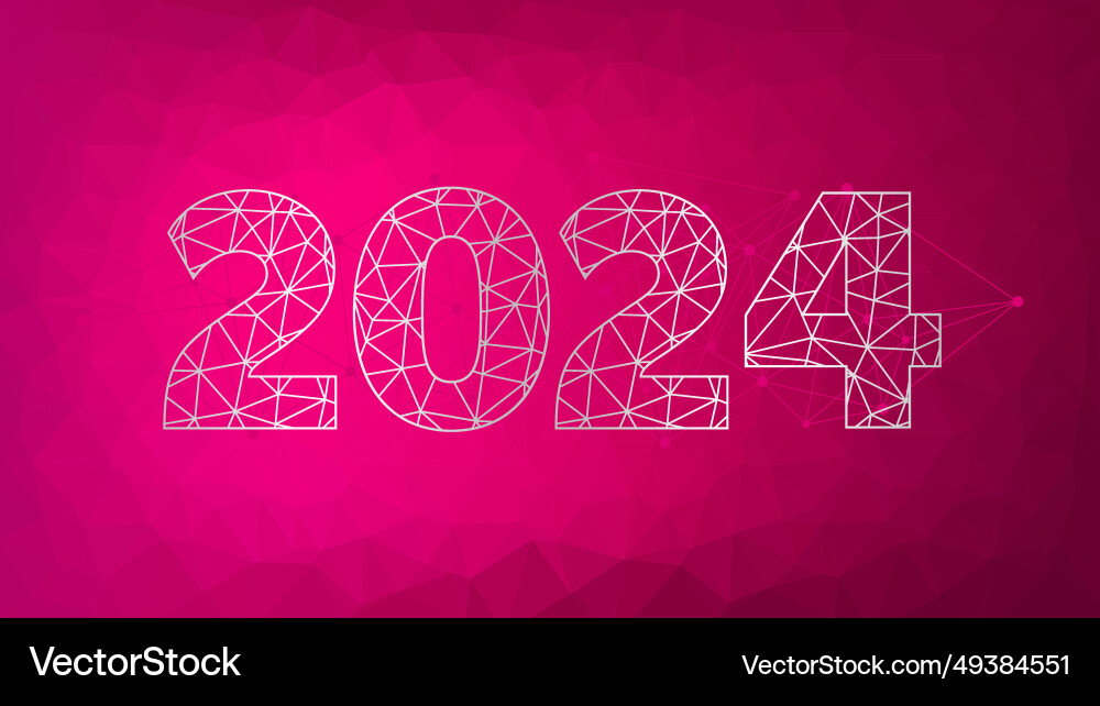 2024 new year low poly icon abstract background Vector Image