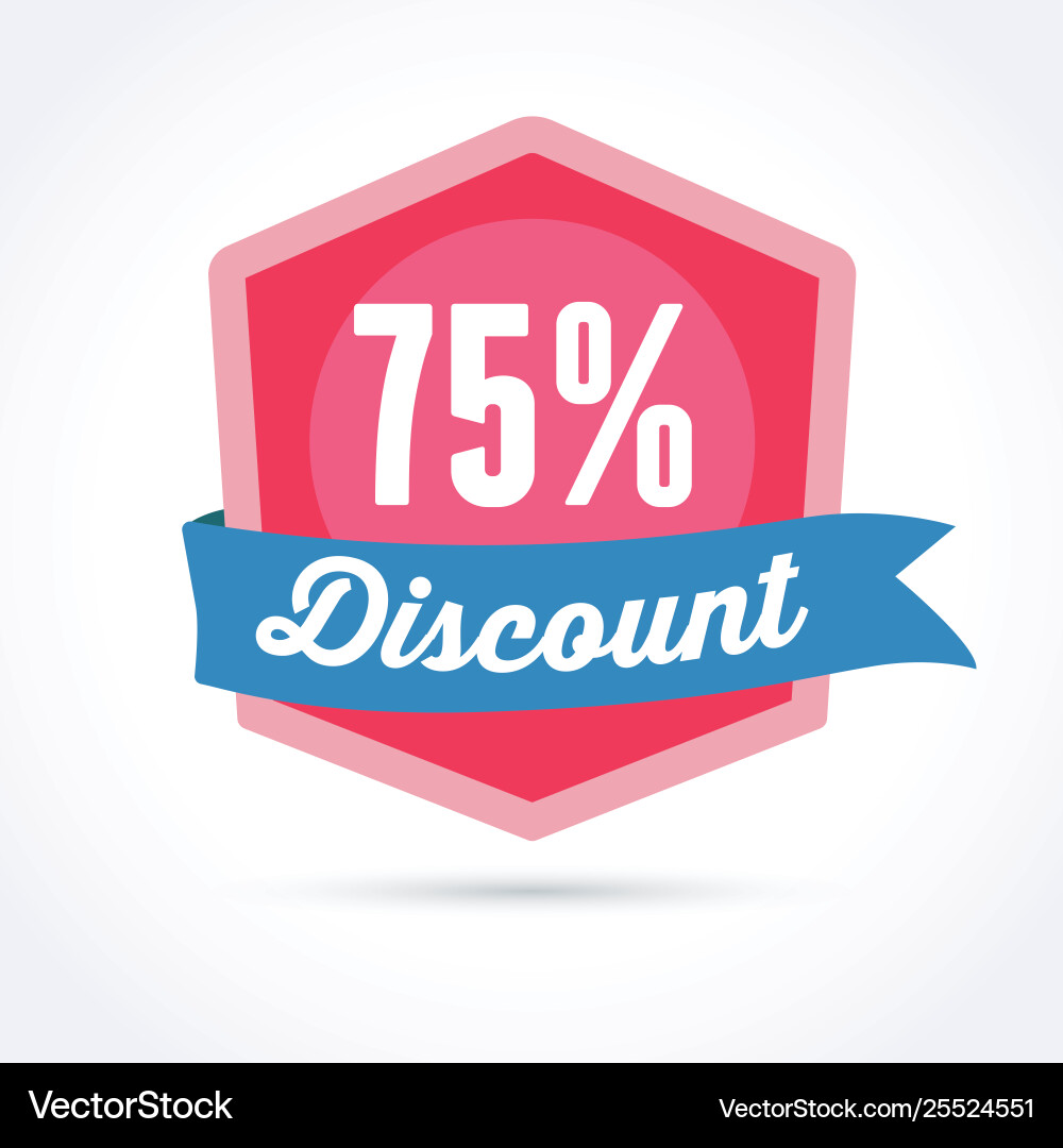 75 percent off discount badge Royalty Free Vector Image