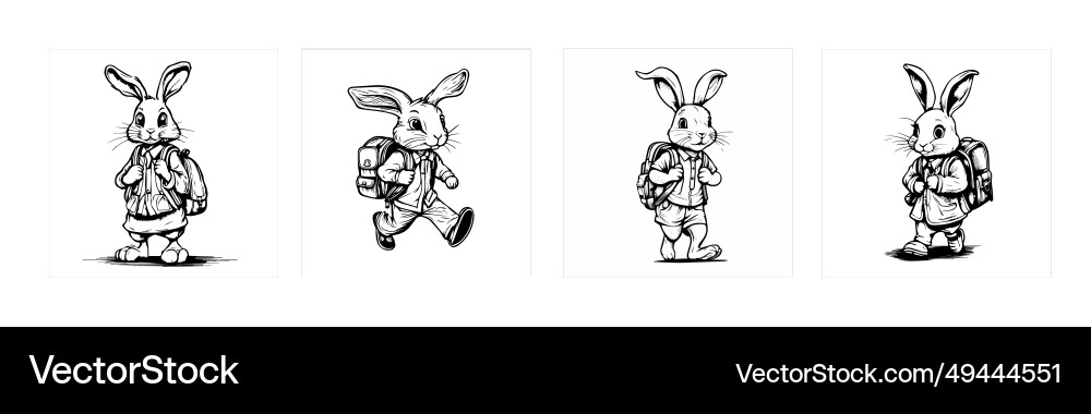 Banner set cute rabbit bunny carrying bag or Vector Image
