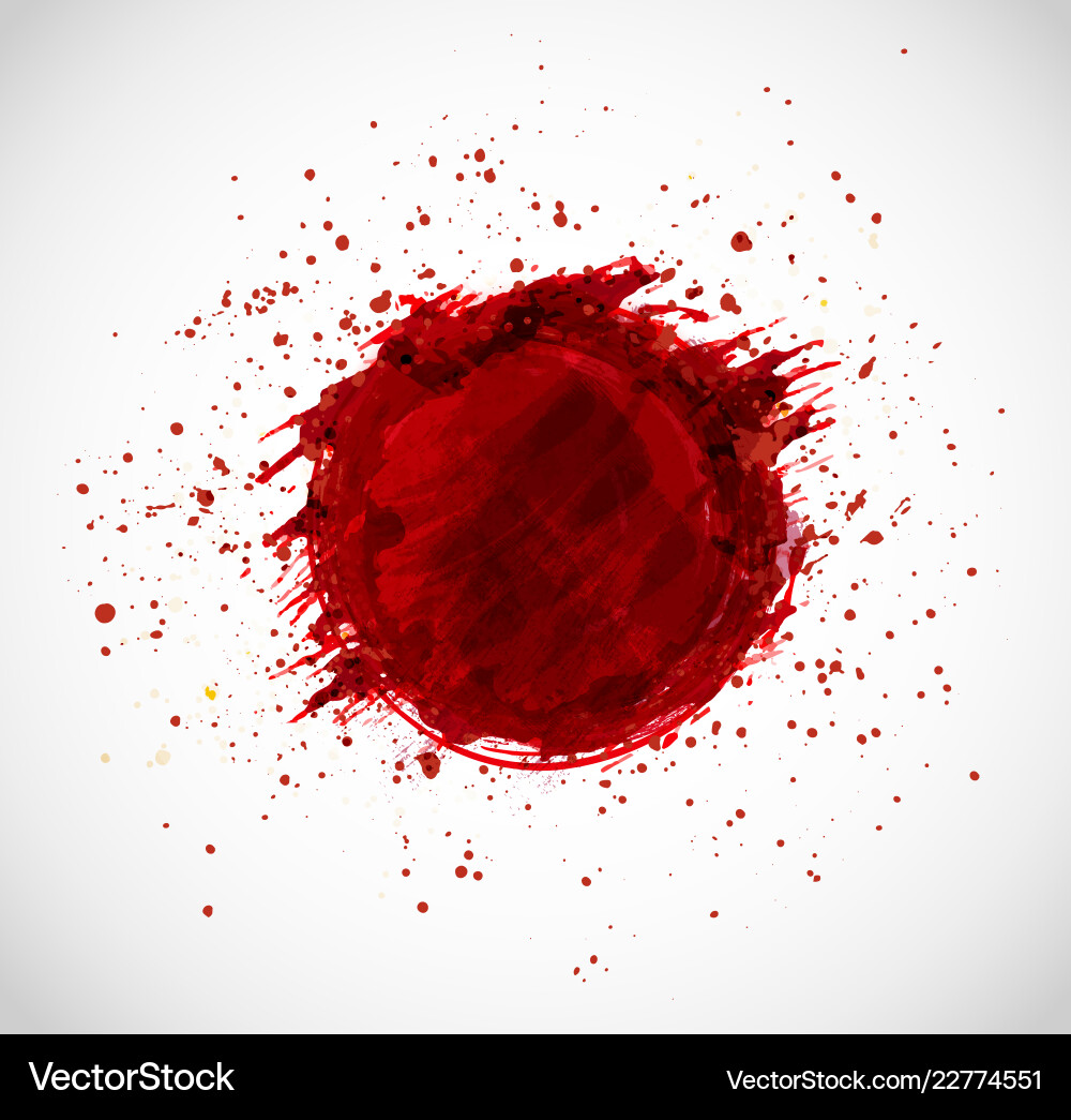 Big red grunge circle with splashes paint on Vector Image