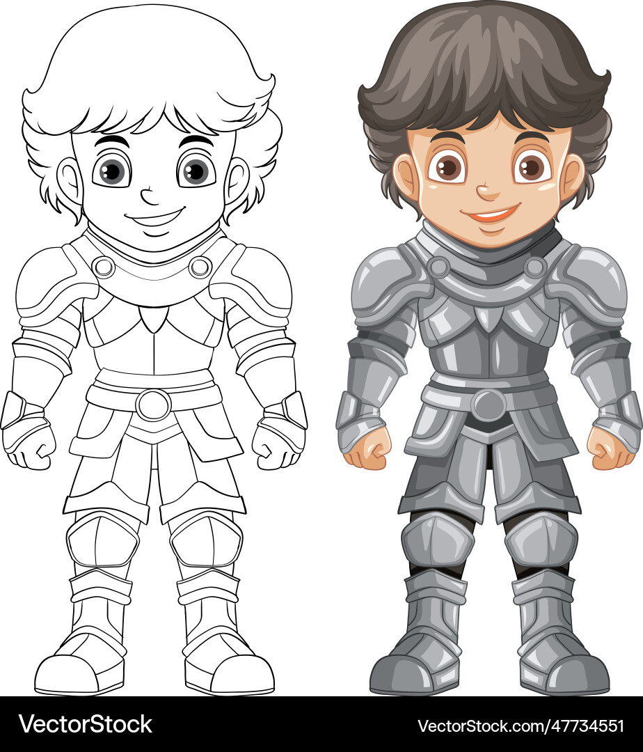 Cartoon knight boy character with doodle Vector Image