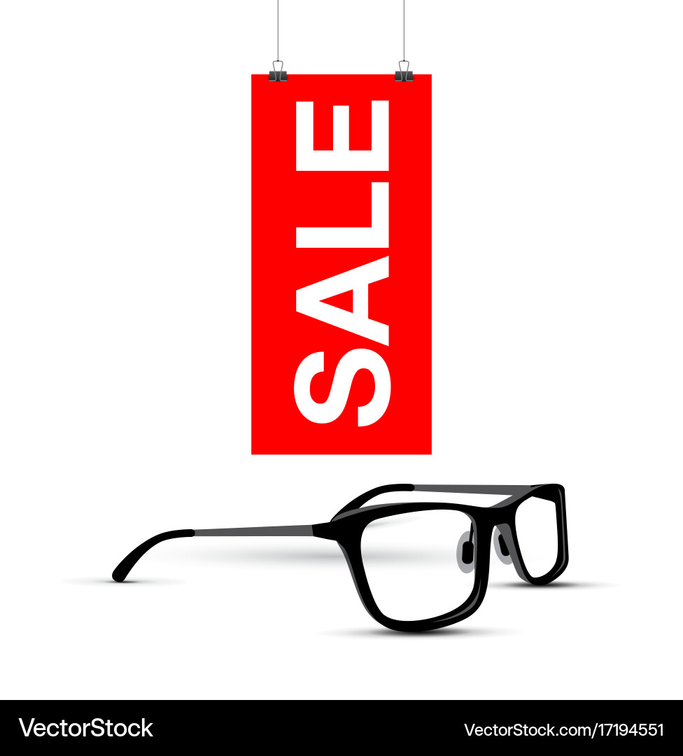 Glasses sale sign Royalty Free Vector Image - VectorStock