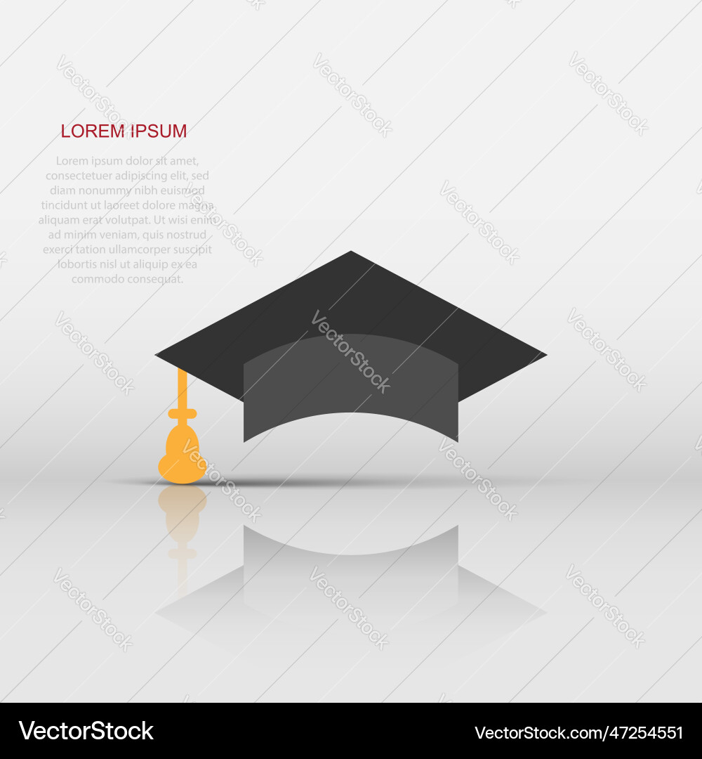 Graduation cap icon in flat style education hat Vector Image