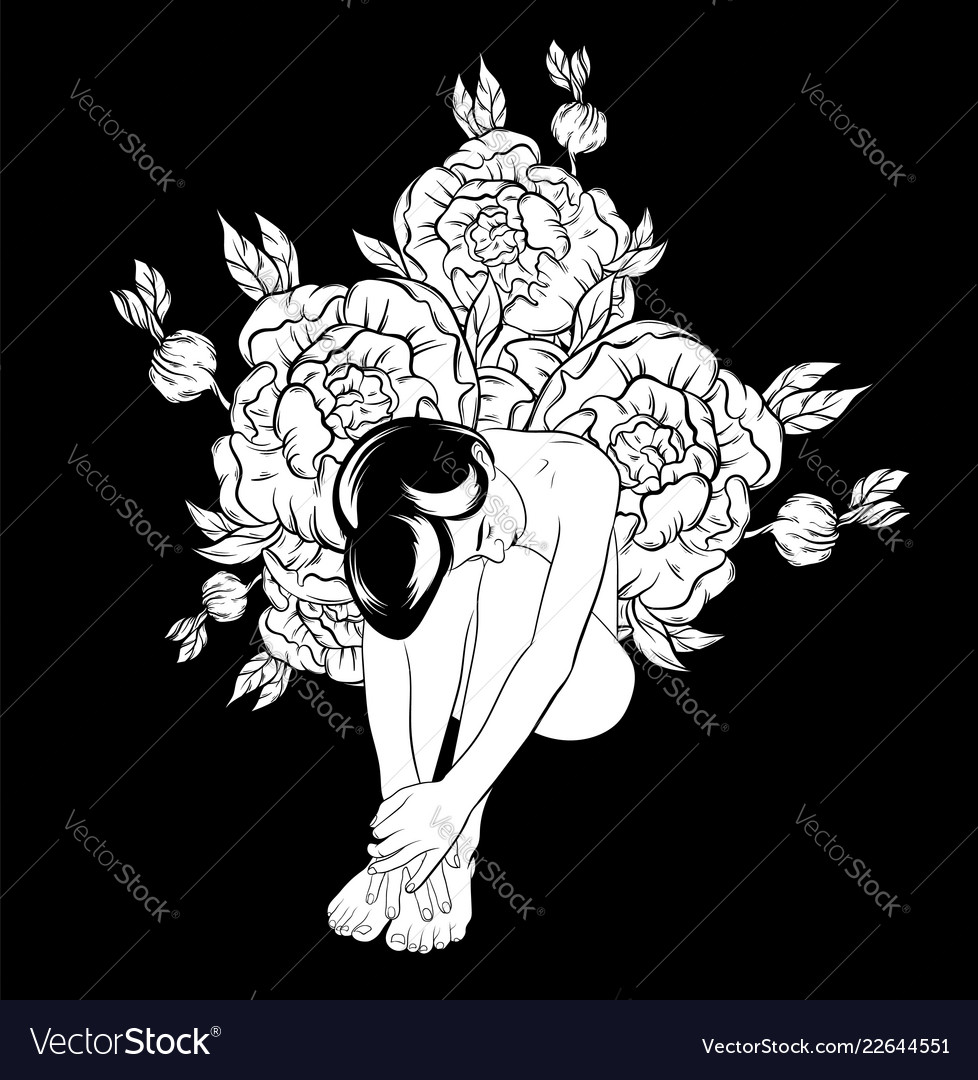 Hand Drawn Beautiful Woman Tattoo Artwork Vector Image
