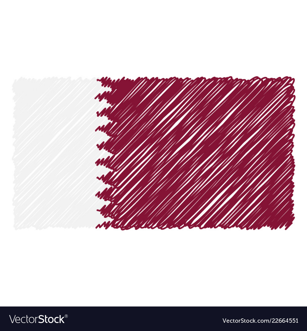Hand drawn national flag of qatar isolated Vector Image