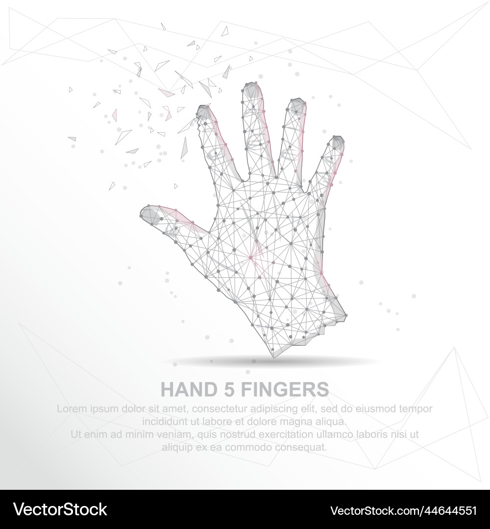 Hand five finger digitally drawn in the form Vector Image