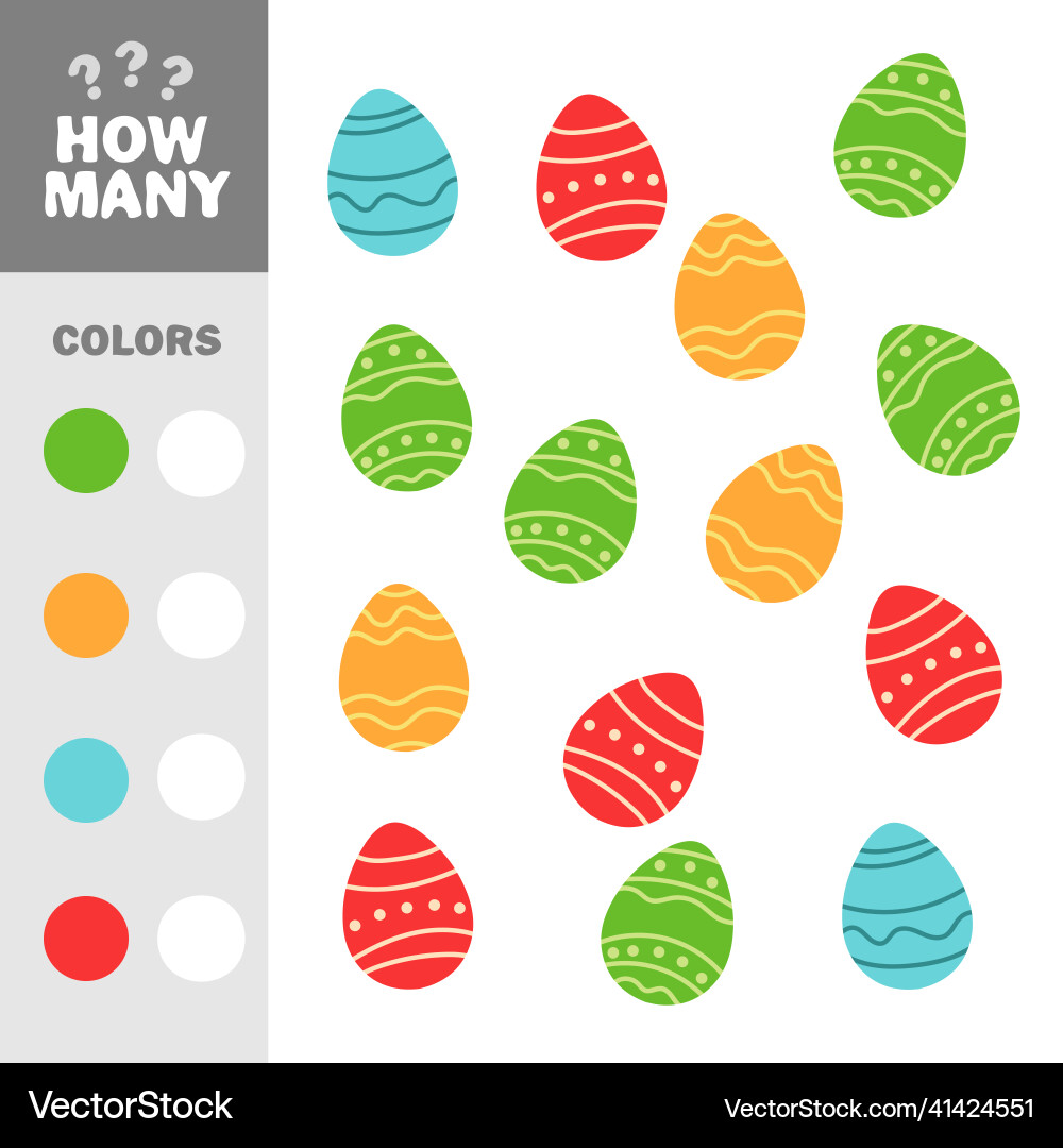 How many easter eggs elements with colors Vector Image