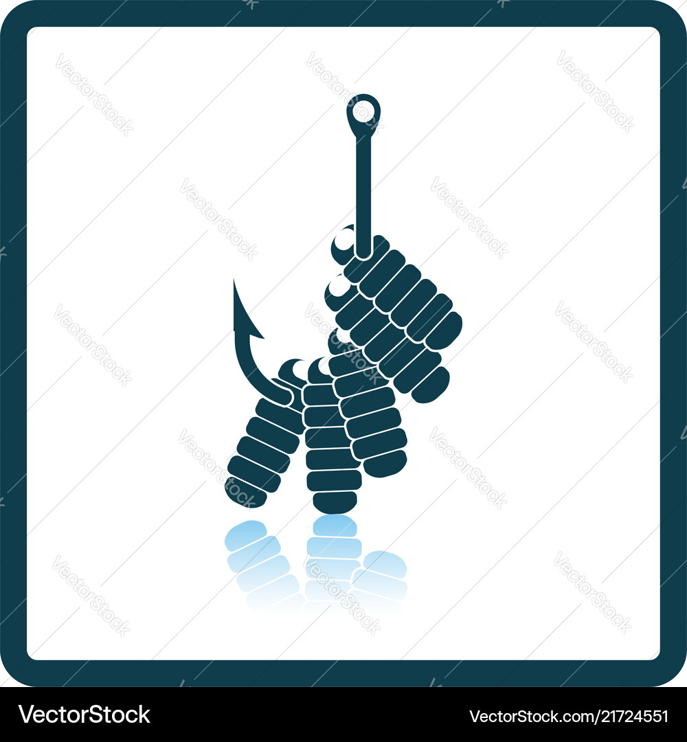 Icon of worm on hook gray background round Vector Image