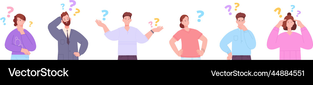 Indecisive people cant woman asking question Vector Image