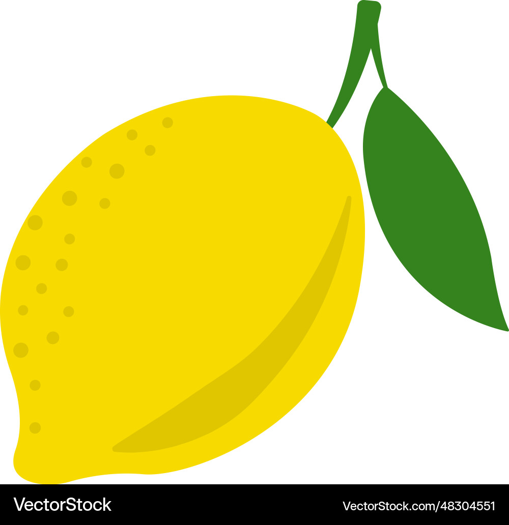 Lemon icon citrus fruit with leaf Royalty Free Vector Image