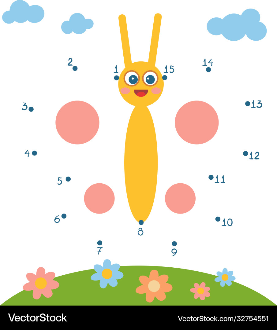Numbers game for children butterfly Royalty Free Vector