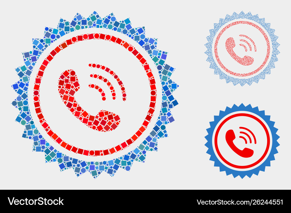 Phone call stamp seal icon collages squares Vector Image
