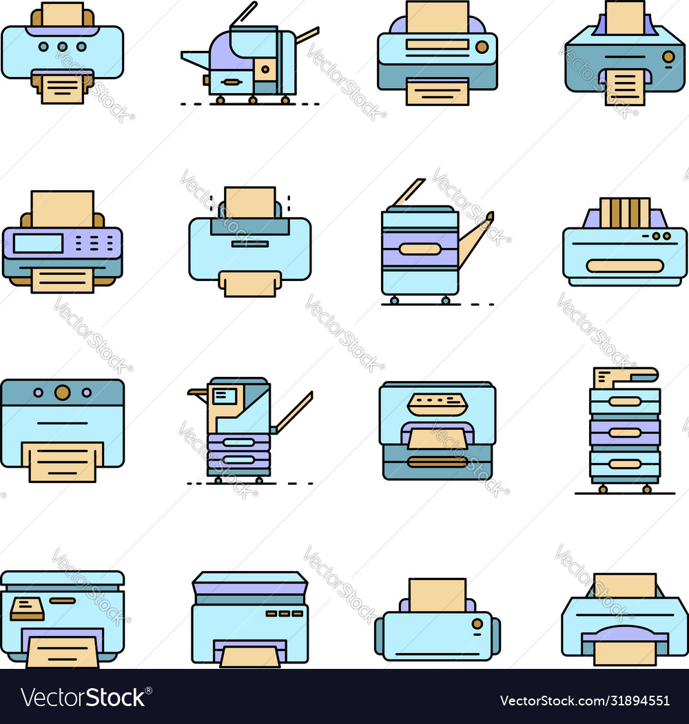 Printer icon set line color Royalty Free Vector Image Printer icon set line color Royalty Free Vector Image