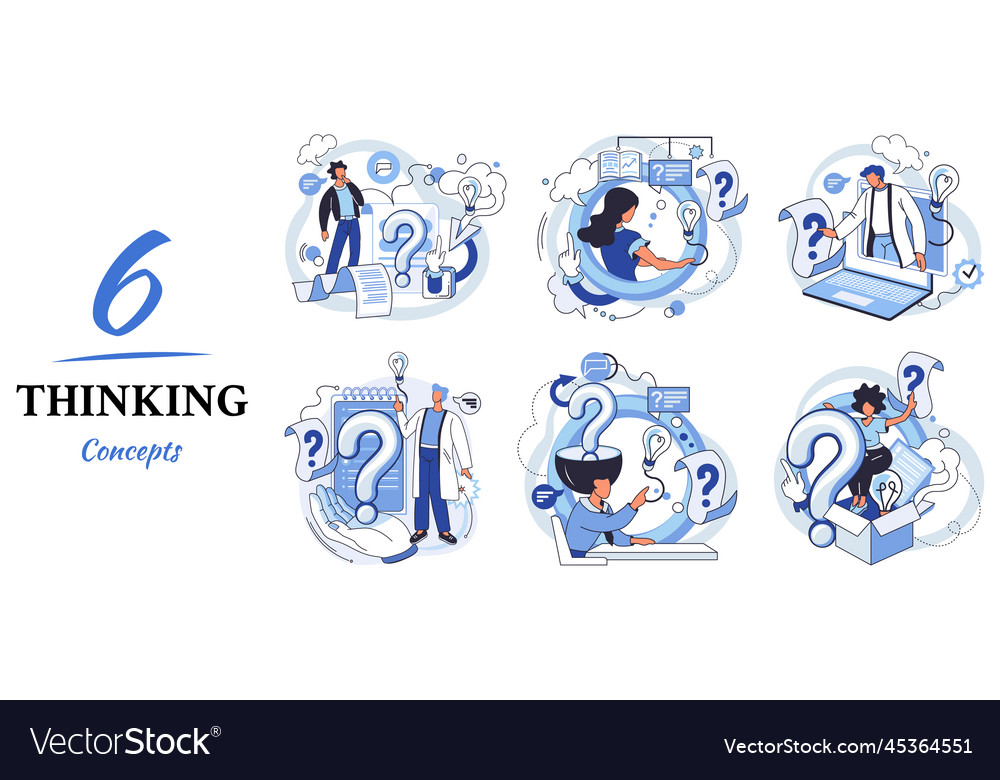 Problem solving concept woman wondering Royalty Free Vector Problem solving concept woman wondering Royalty Free Vector