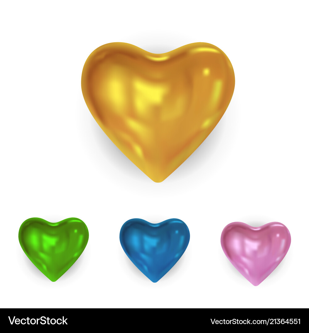 Set of glossy colored heart Royalty Free Vector Image