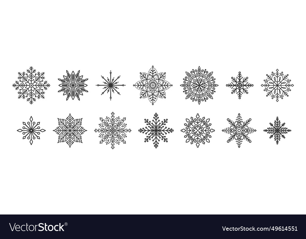 Snowflakes set winter Royalty Free Vector Image