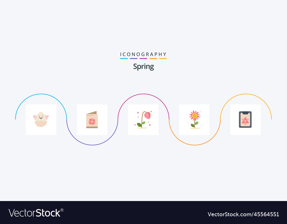 Spring flat 5 icon pack including flower Vector Image