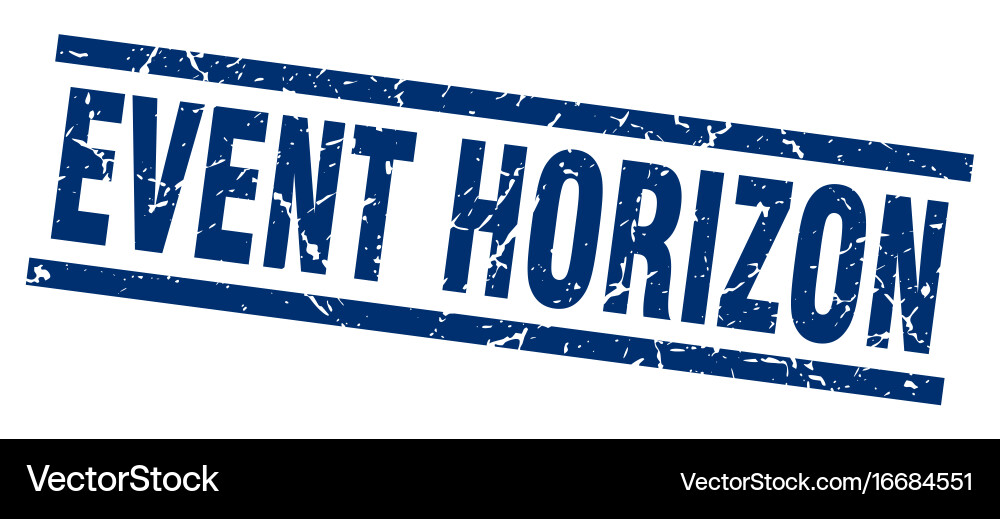 Square grunge blue event horizon stamp Royalty Free Vector