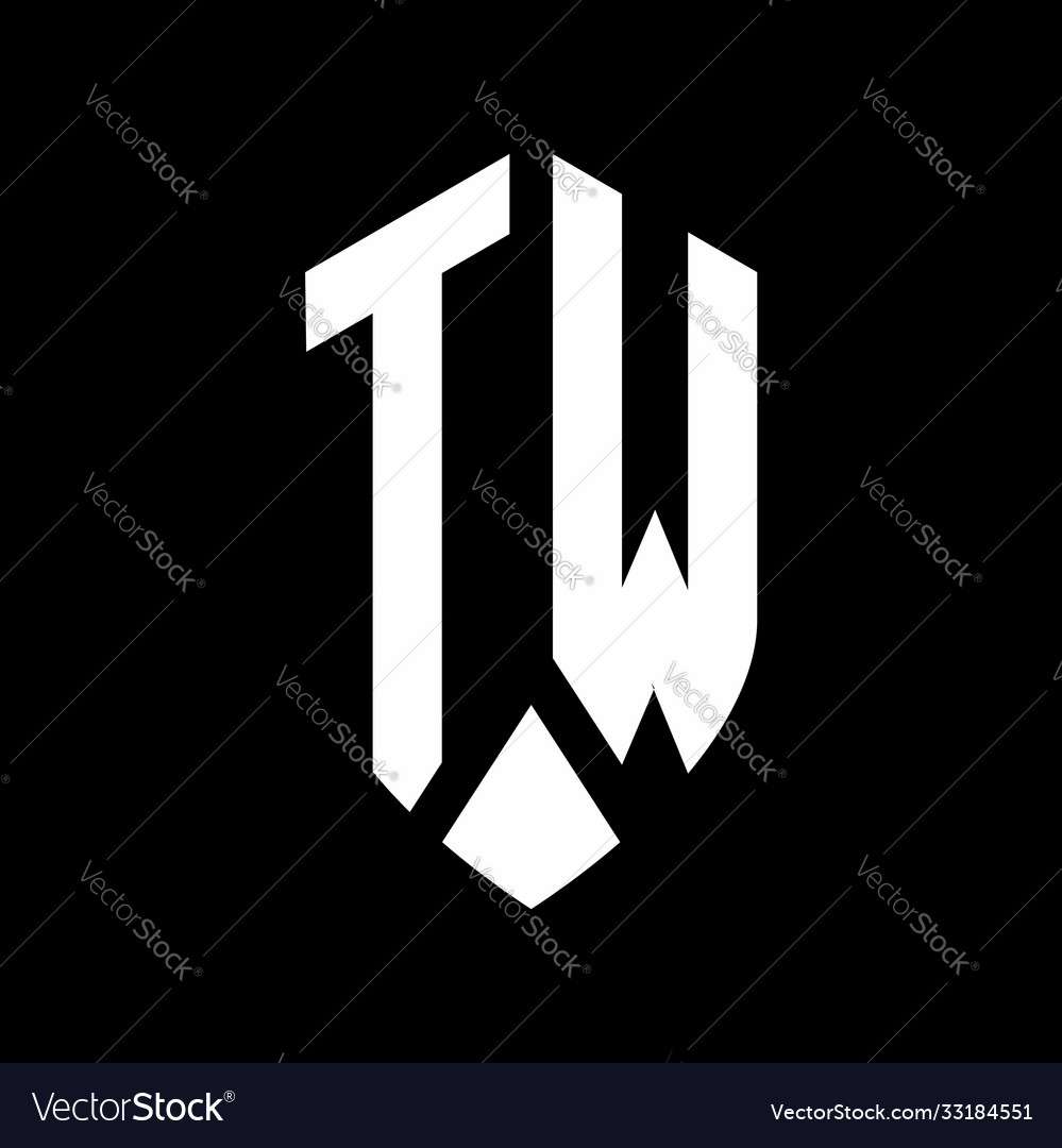 Tw logo monogram with emblem shield style design Vector Image