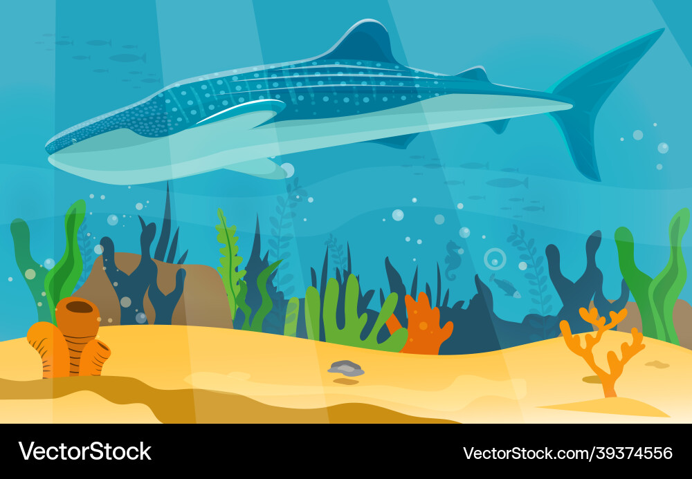 Aquatic world ocean floor with algae and corals Vector Image