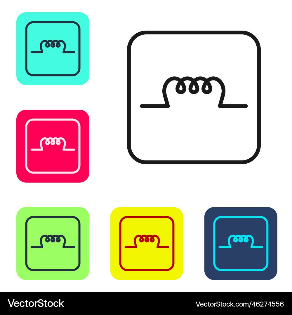 Black line inductor in electronic circuit icon Vector Image