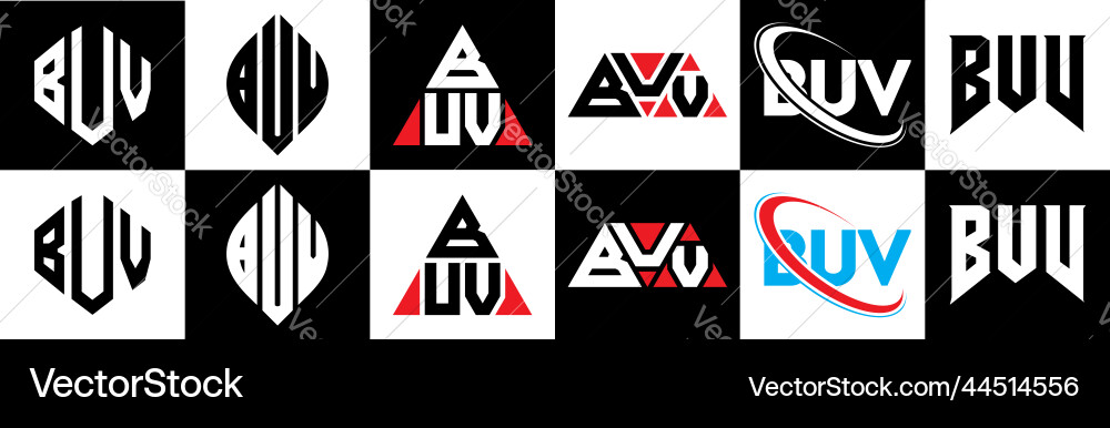 Buv letter logo design in six style polygon Vector Image