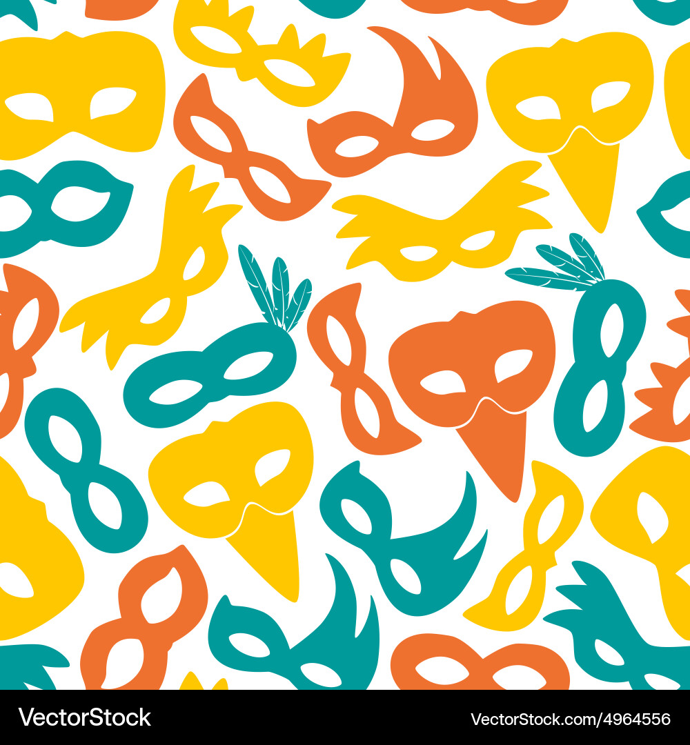 Carnival rio color masks icons seamless pattern Vector Image