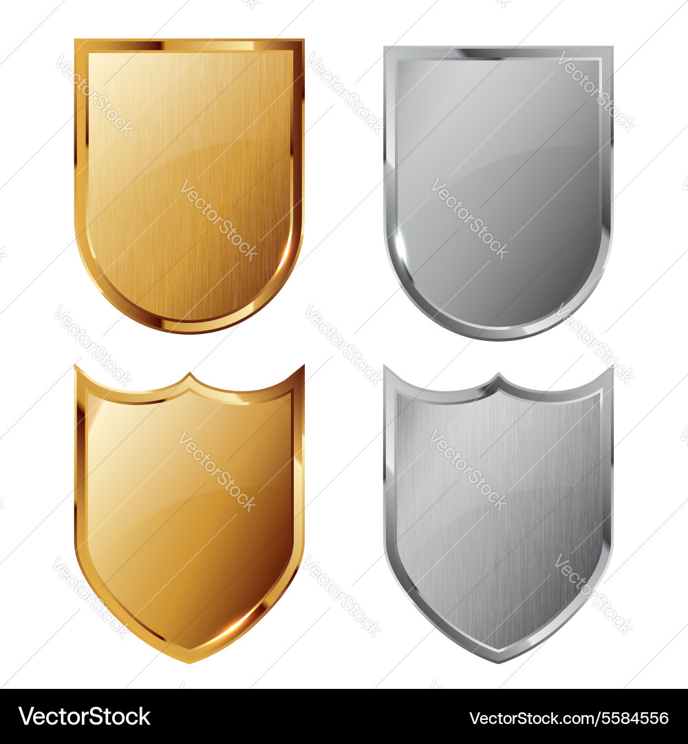 Collection of silver and golden shields Royalty Free Vector