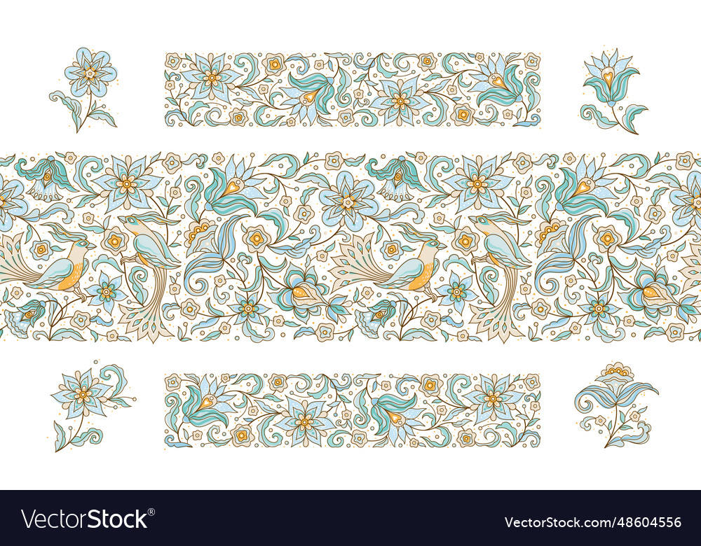 Corner elements frame seamless border pattern Vector Image