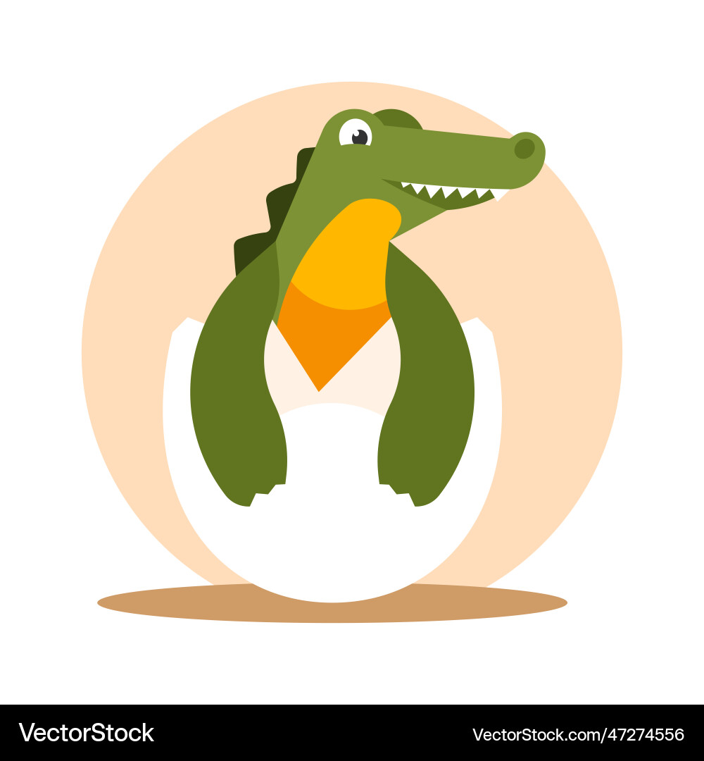 Crocodile in egg flat icon for apps and websites Vector Image