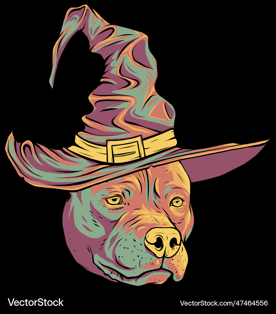 Cute dog use hat wizard mascot design on black Vector Image