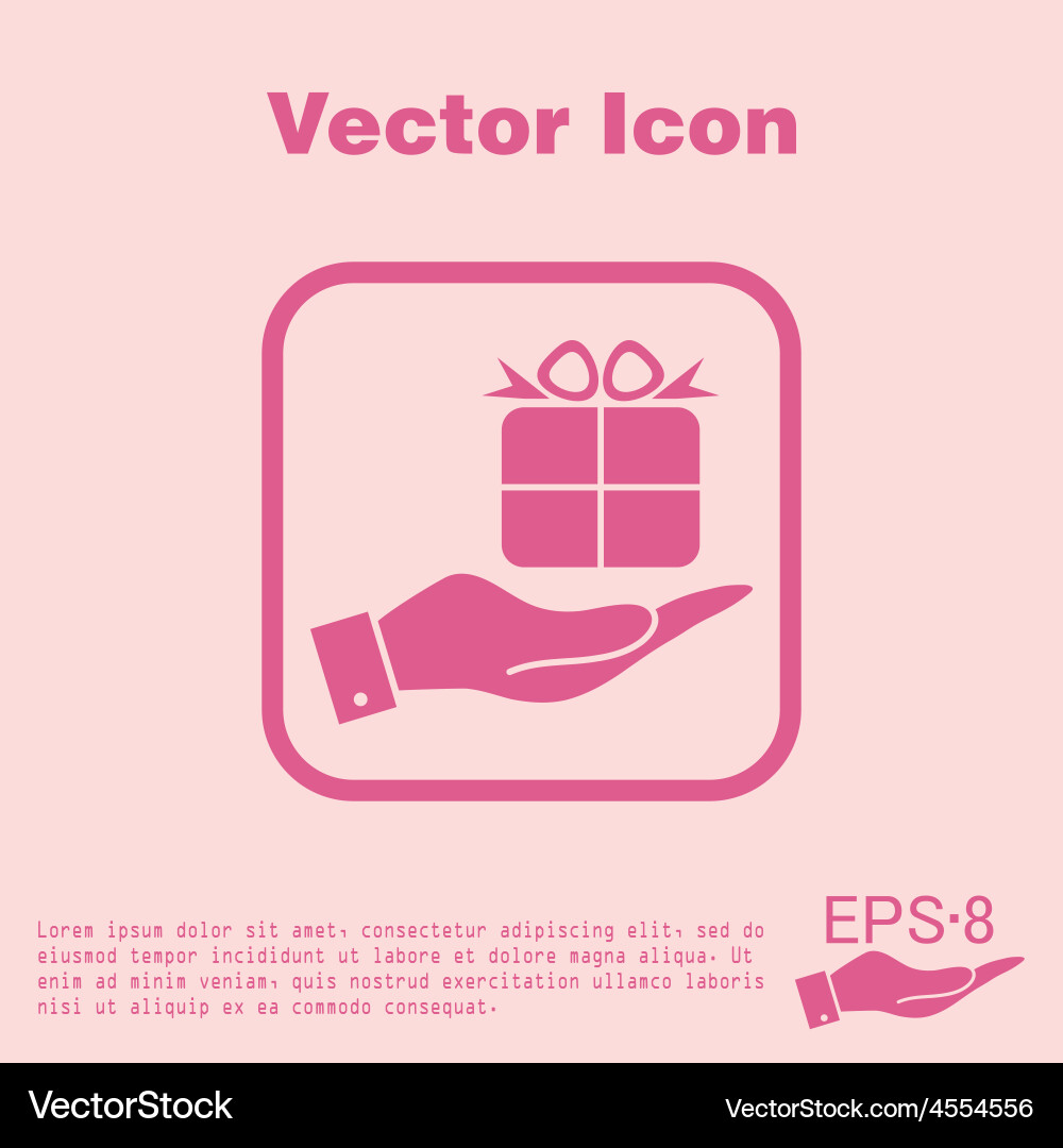 Hand holding a holiday gift box icon eps 8 Vector Image