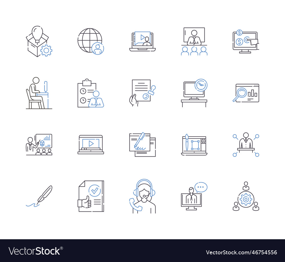 Management And Workflow Outline Icons Collection Vector Image