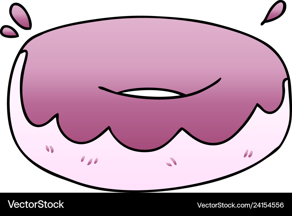 Quirky gradient shaded cartoon iced donut Vector Image