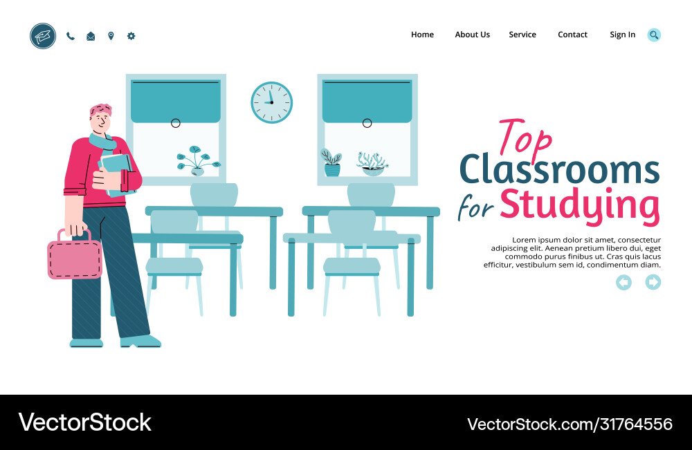School classroom banner - with cartoon student Vector Image