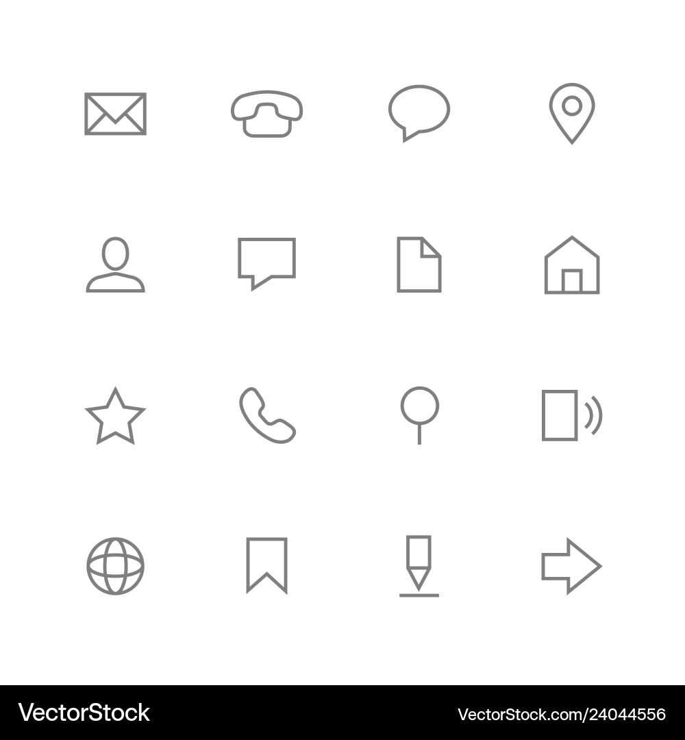 Set simple outline icons contact and web Vector Image