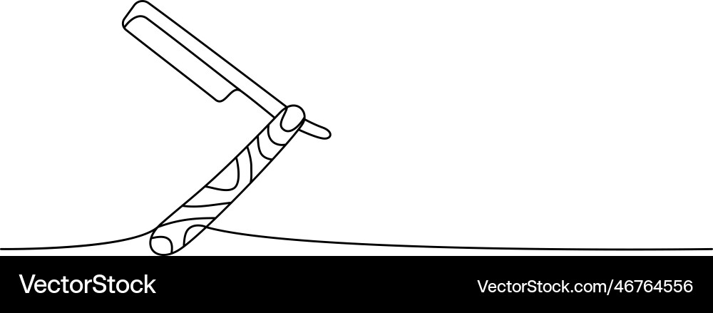 Straight razor sharp blade one line Royalty Free Vector